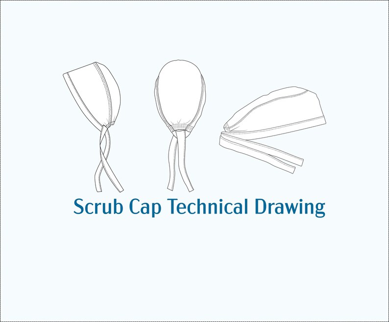 Unisex Scrub Cap Mock up Technical Flat for Fashion Design Tech Pack ...