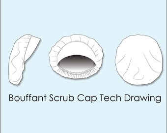 Unisex Scrub Cap Mock up Technical Flat for Fashion Design Tech Pack ...