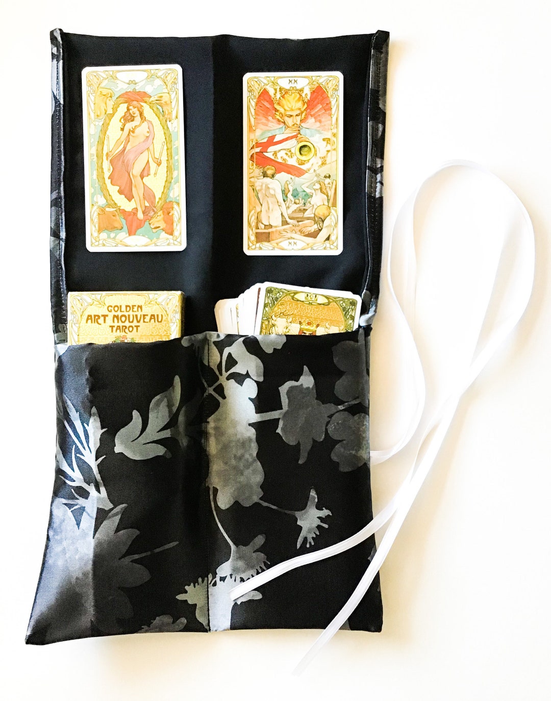 Shadow Florals Silken Tarot Card Bag Two Pocket Oracle Card Holder - Etsy