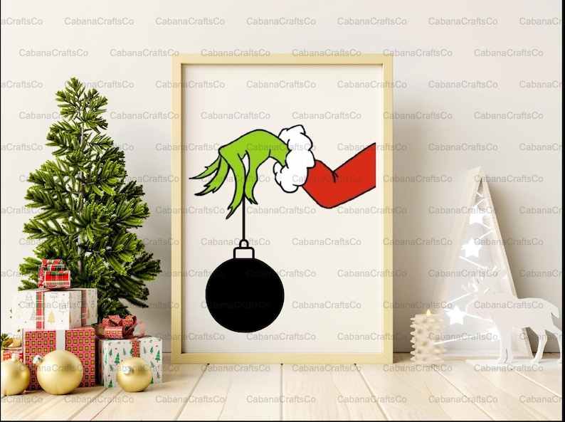 Mano y adorno del Grinch SVG, PNG, JPEG - Etsy México