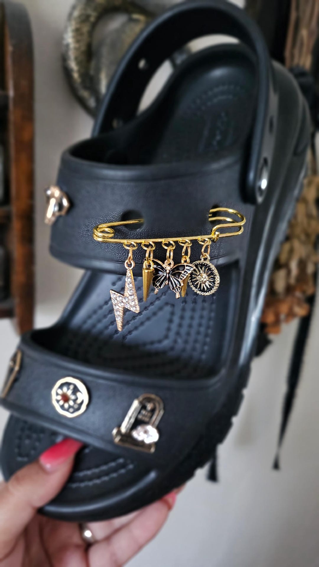 GOTH CLOGS 'saftey Pin Shoe Charm Set' - Ours is the Power Set - Etsy
