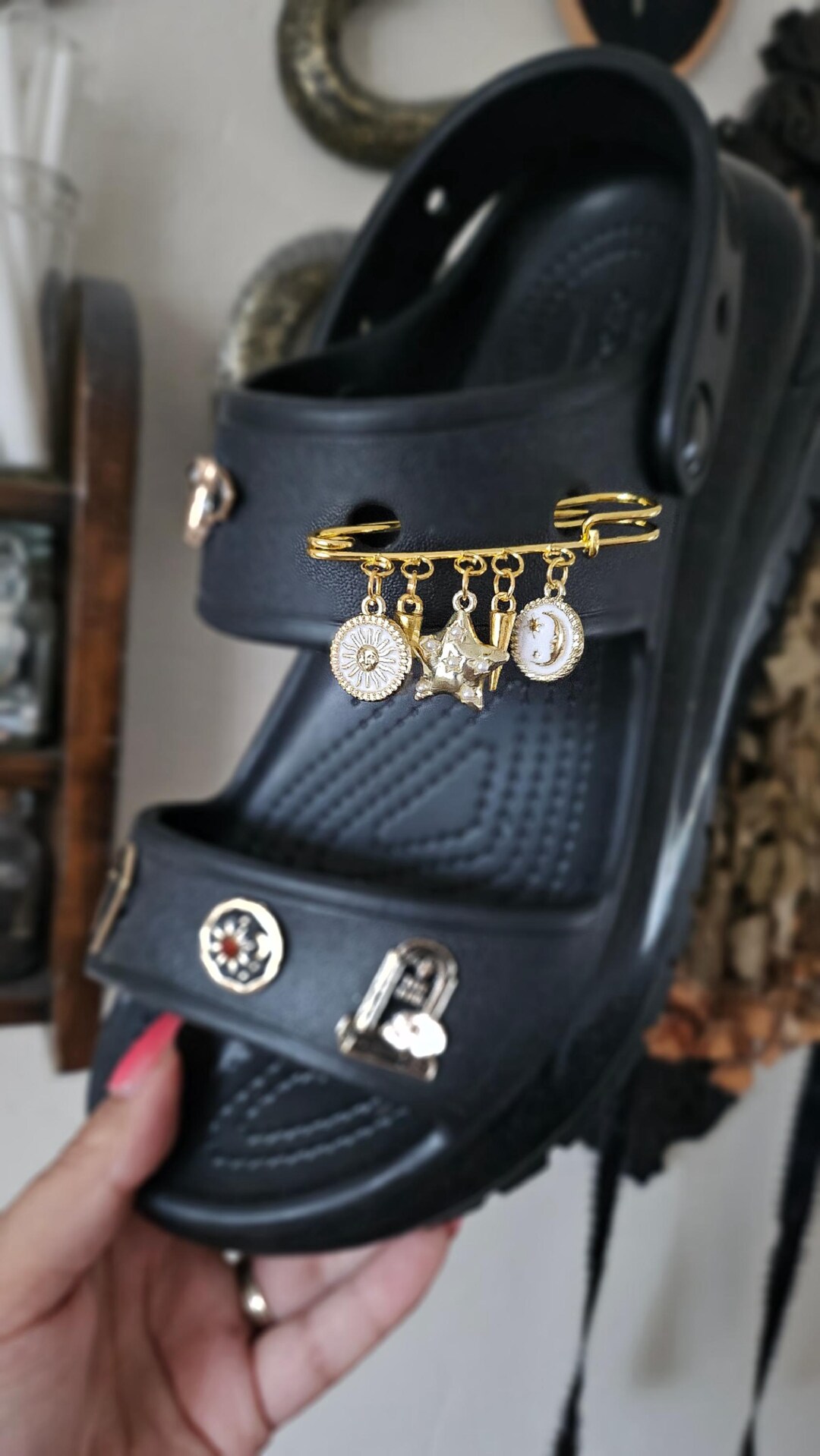 GOTH CLOGS 'saftey Pin Shoe Charm Set' Light Celestial Shoe Charm - Etsy