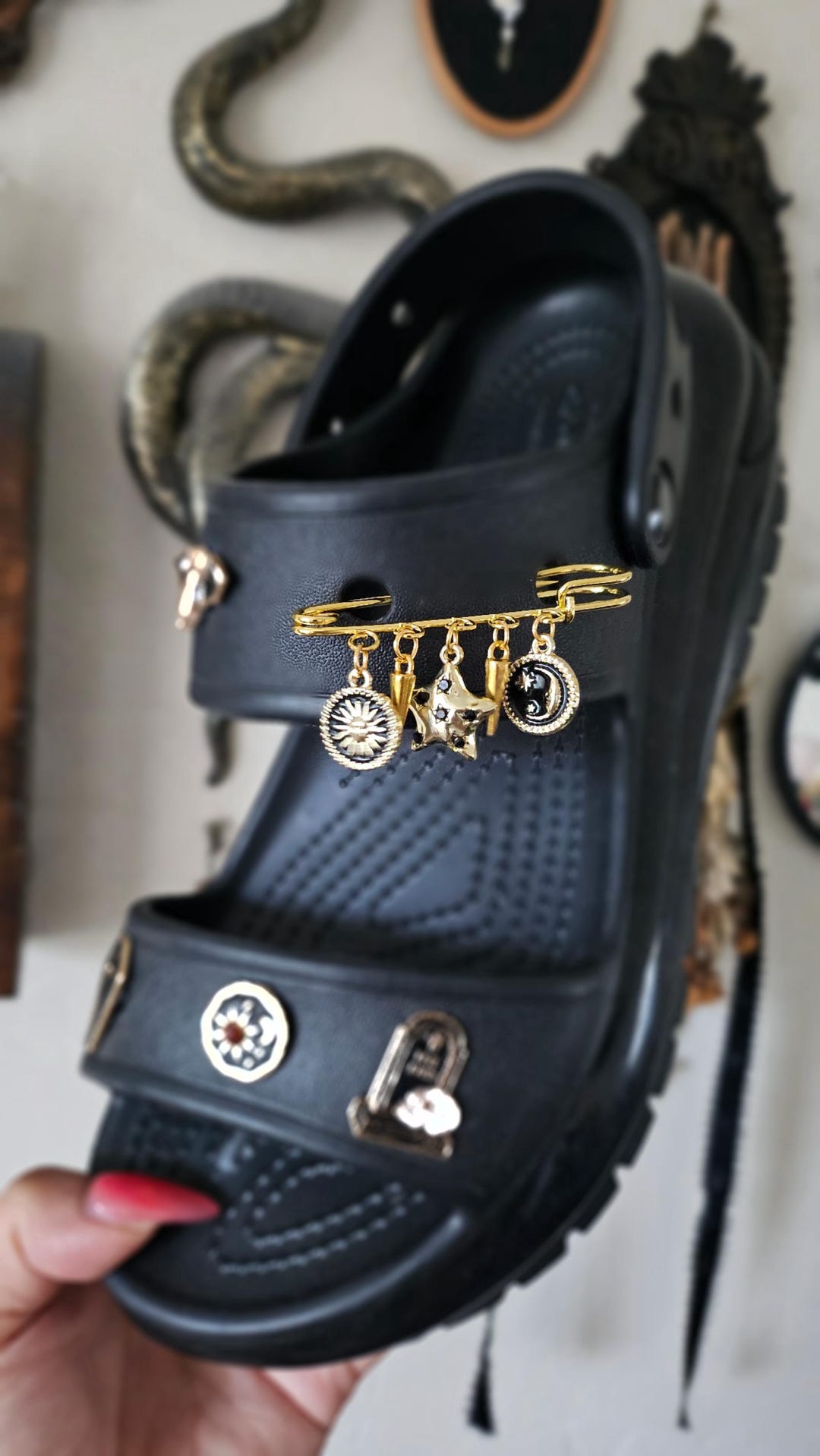 GOTH CLOGS 'saftey Pin Set' Dark Celestial Charm Set - Etsy