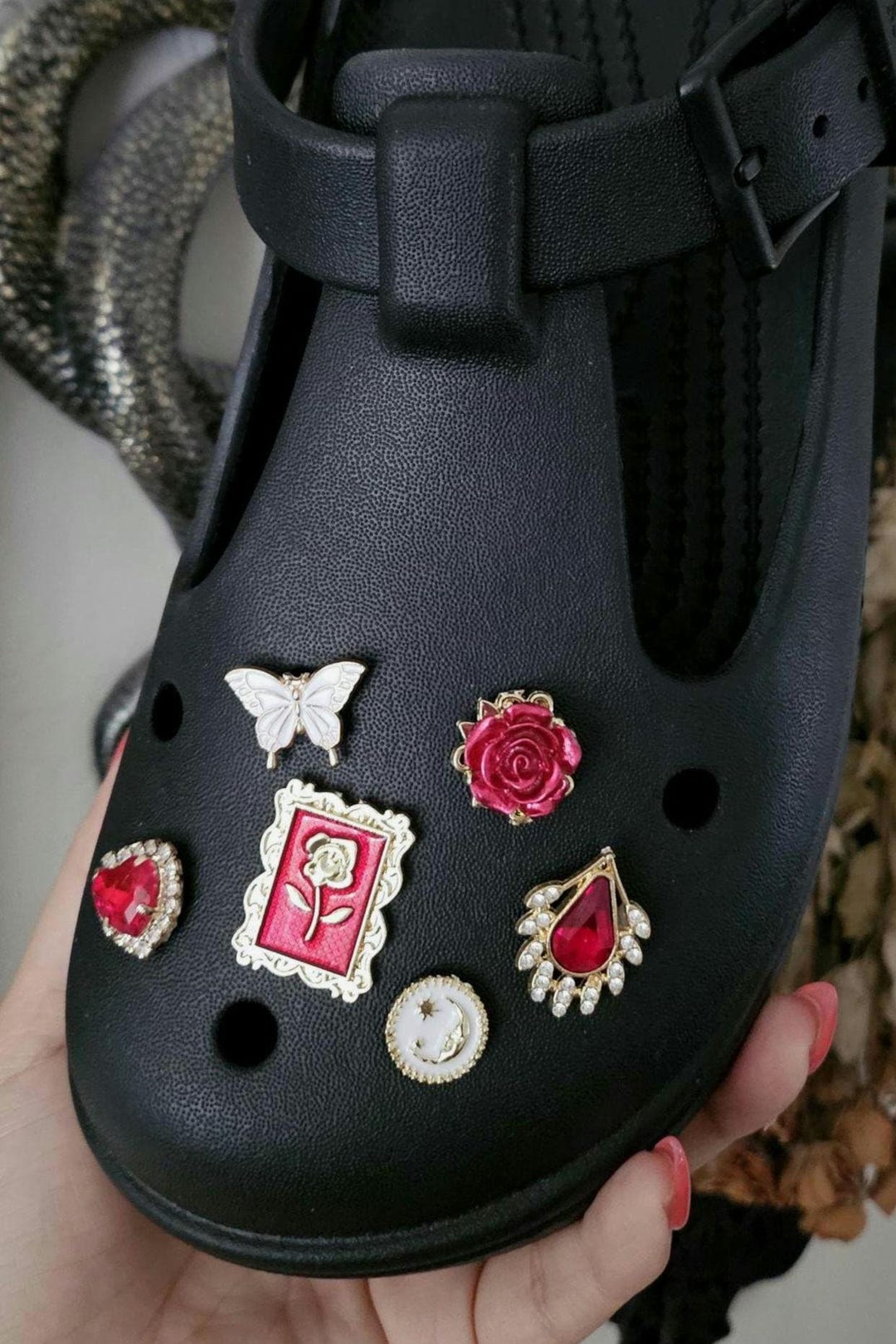 GOTH CLOGS 6 Charm Set Scarlet Bloom - Etsy