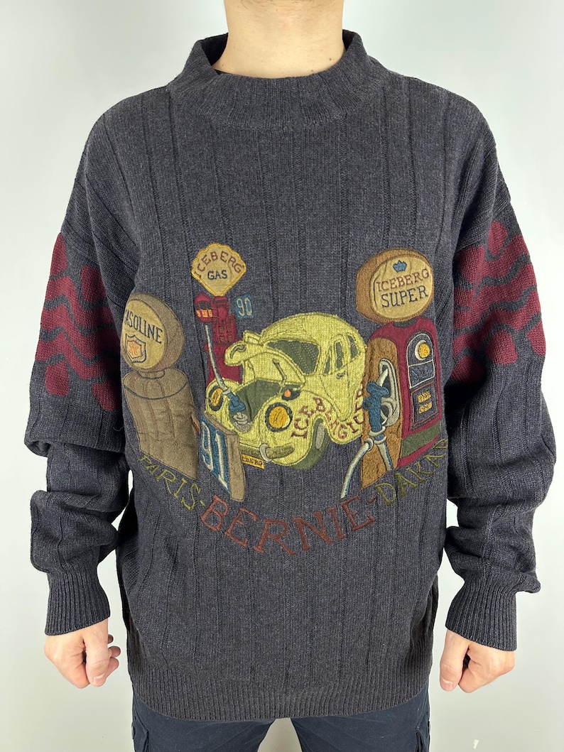 Iceberg Vintage 90’s Paris Bernie Paris Dakar Wool Sweater Pullover ...