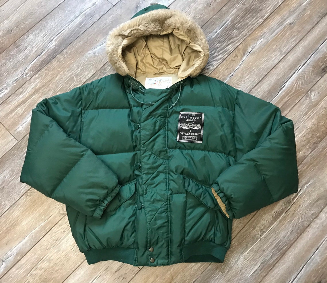 Vintage Chevignon Togs Unlimited Puffer green Goose down | Etsy