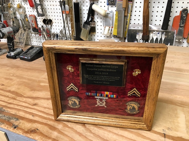 10 X 12 Oak Wood Shadow Box With Engraved Plaque free - Etsy