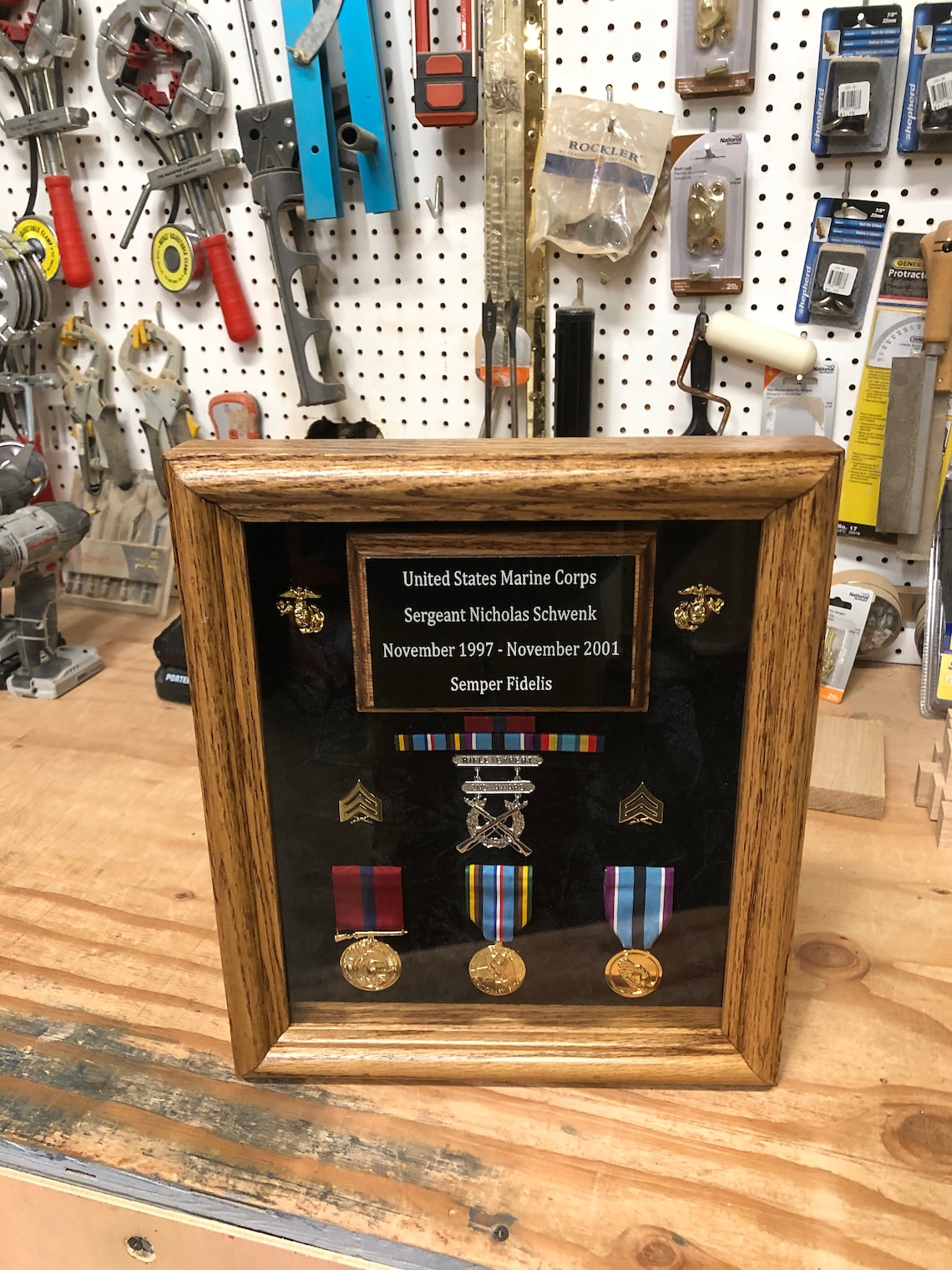 10 X 12 Oak Wood Shadow Box With Engraved Plaque free - Etsy