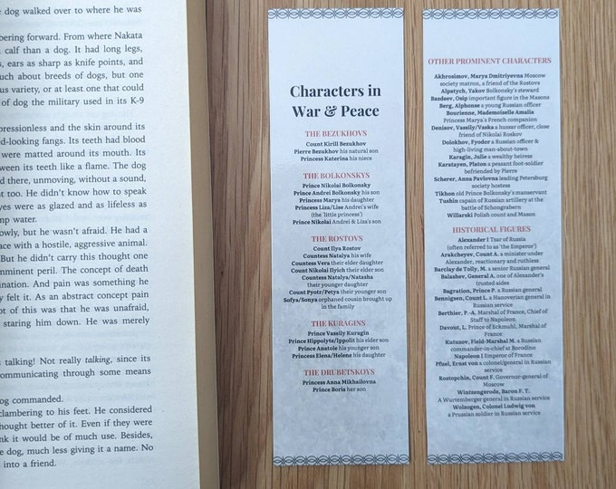 War and Peace Bookmark - Characters in War and Peace - War and Peace ...