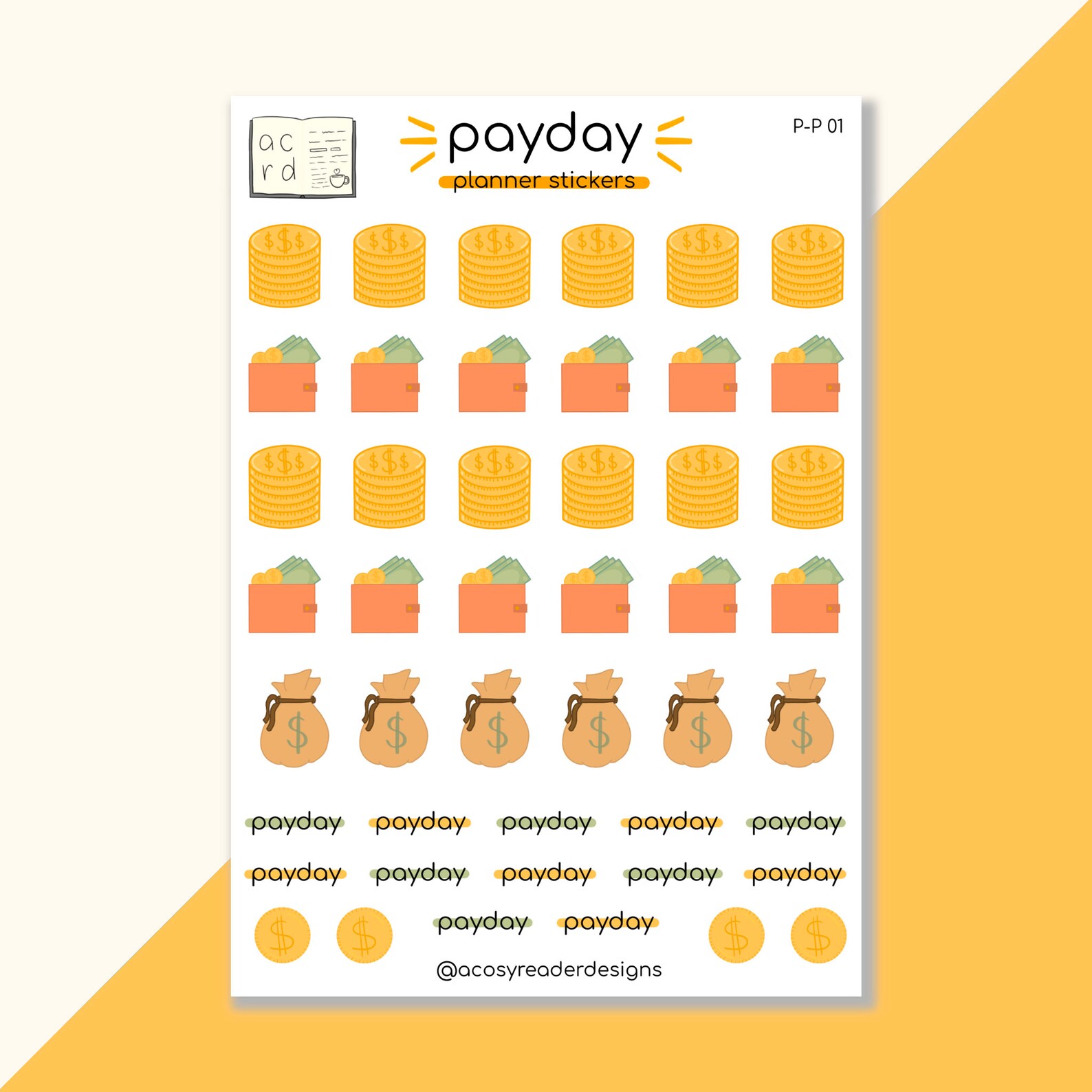 Payday Planner Sticker Sheet BuJo Supplies Sticker Sheet | Etsy