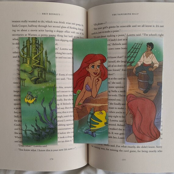 Little Mermaid Disney Bookmarks Upcycled Picture Books | Etsy