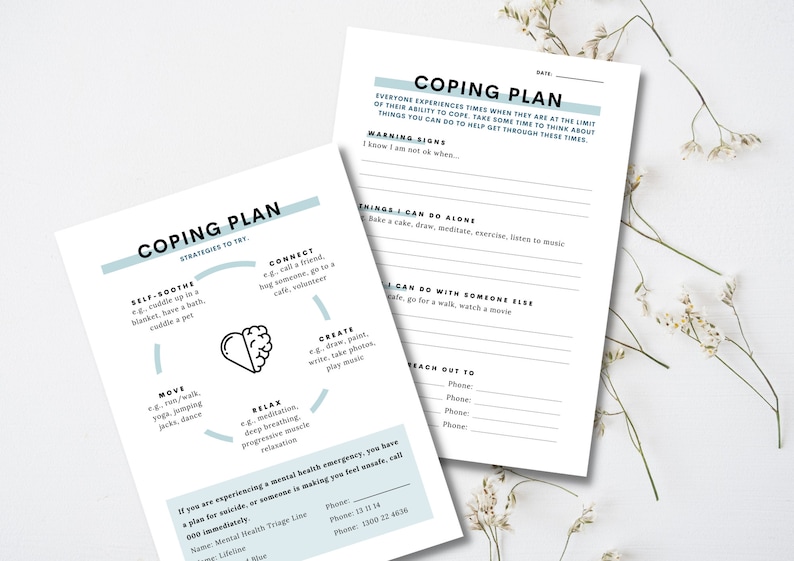 Coping Plan Worksheet DIGITAL DOWNLOAD - Etsy