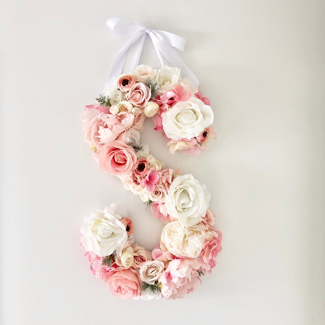 Floral Flower Letter, Alphabet, Initial, Monogram for Baby Nursery and ...