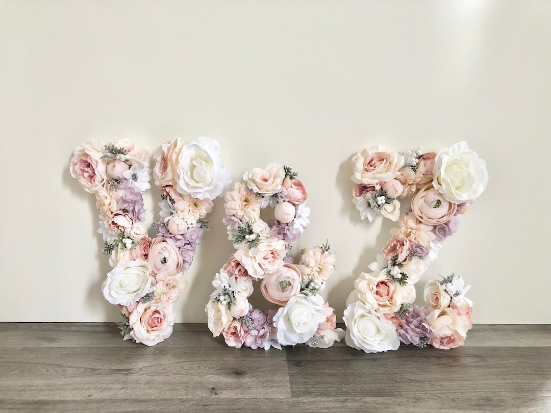 Floral Flower Letter, Alphabet, Initial, Monogram for Baby Nursery and ...