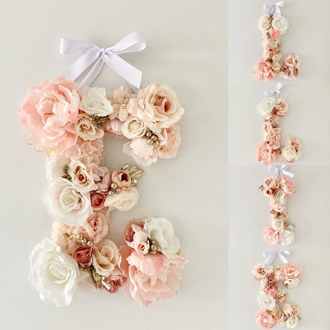 Floral Flower Letter, Alphabet, Initial, Monogram for Baby Nursery and ...