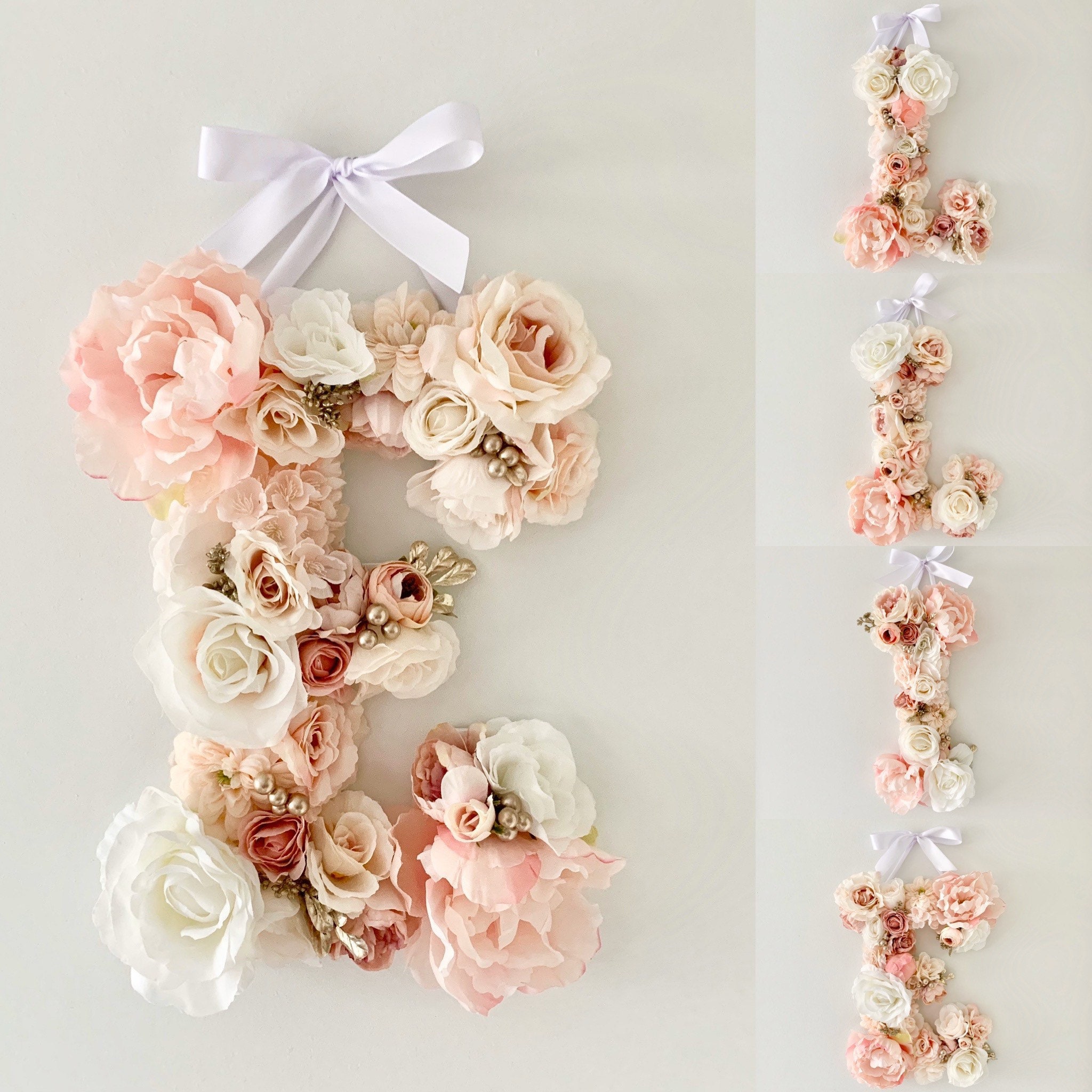 Floral Flower Letter, Alphabet, Initial, Monogram for Baby Nursery and ...