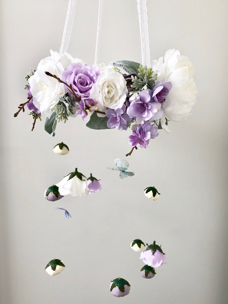 Flower Mobile, Nursery Mobile, Baby Girl Mobile, Butterfly Mobile ...