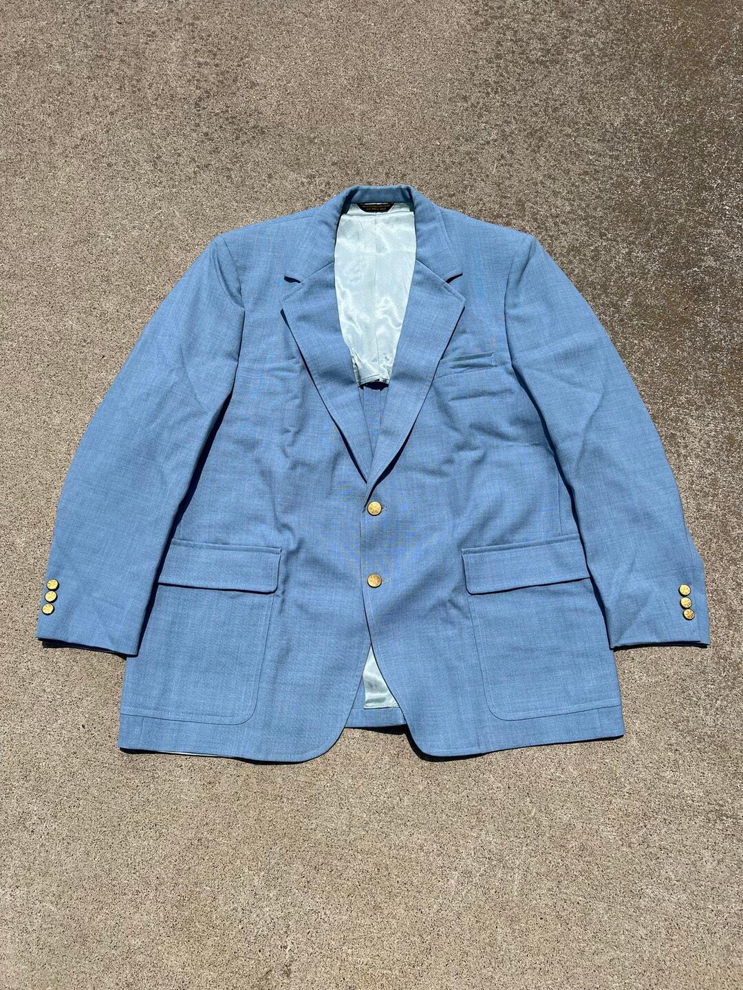 Vtg Palm Beach Jacket Men Sz 44 Light Blue Crested Two Button Sport ...