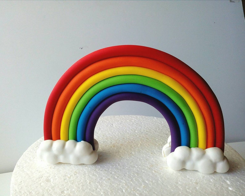 Rainbow Fondant Cake Topper Etsy