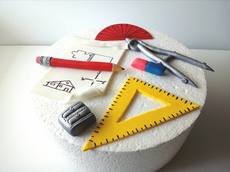 Architect fondant cake toppers 8pcs. engineer builder cake | Etsy