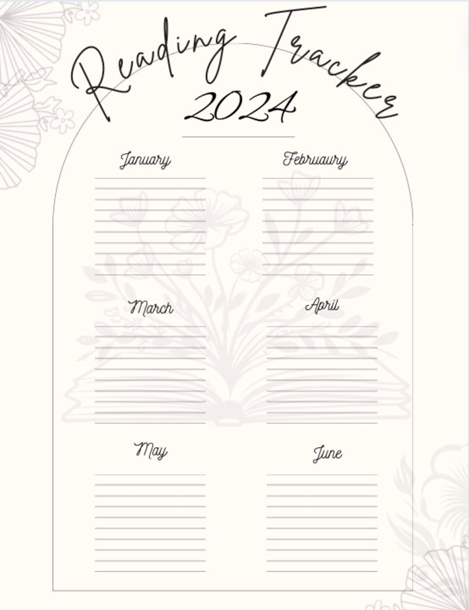 Reading Tracker Printable, Monthly Reading Log A4 A5 Letter HP Classic ...