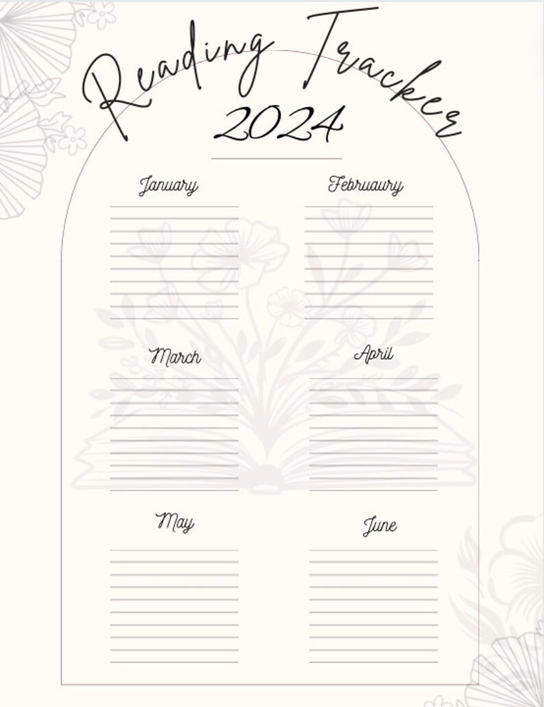 Reading Tracker Printable, Monthly Reading Log A4 A5 Letter HP Classic ...