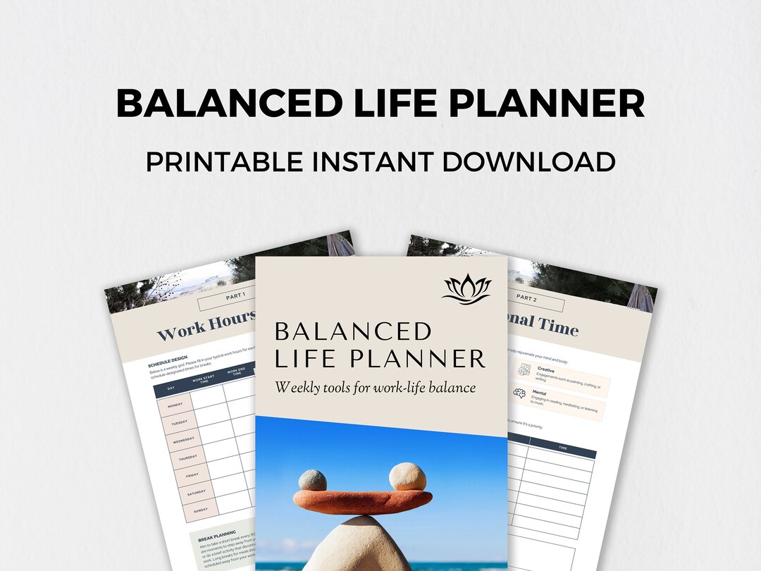 Work Life Balance Planner | Printable Planner for Working Mom | Design ...
