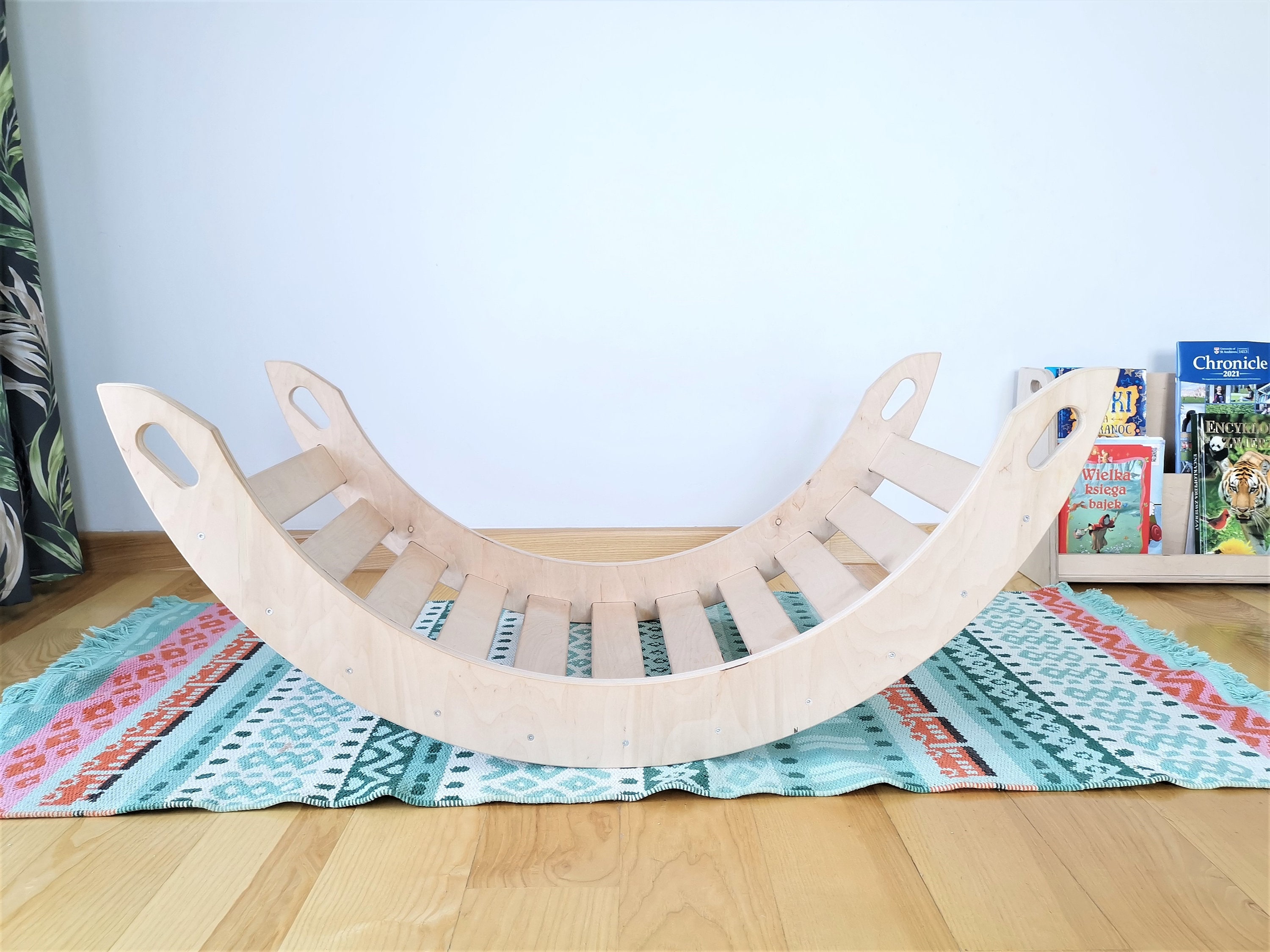 Large Wooden Rocker 110 cm Climbing Arch Montessori Rocking | Etsy
