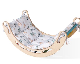Large Wooden Rocker 110 Cm Climbing Arch Montessori Rocking - Etsy