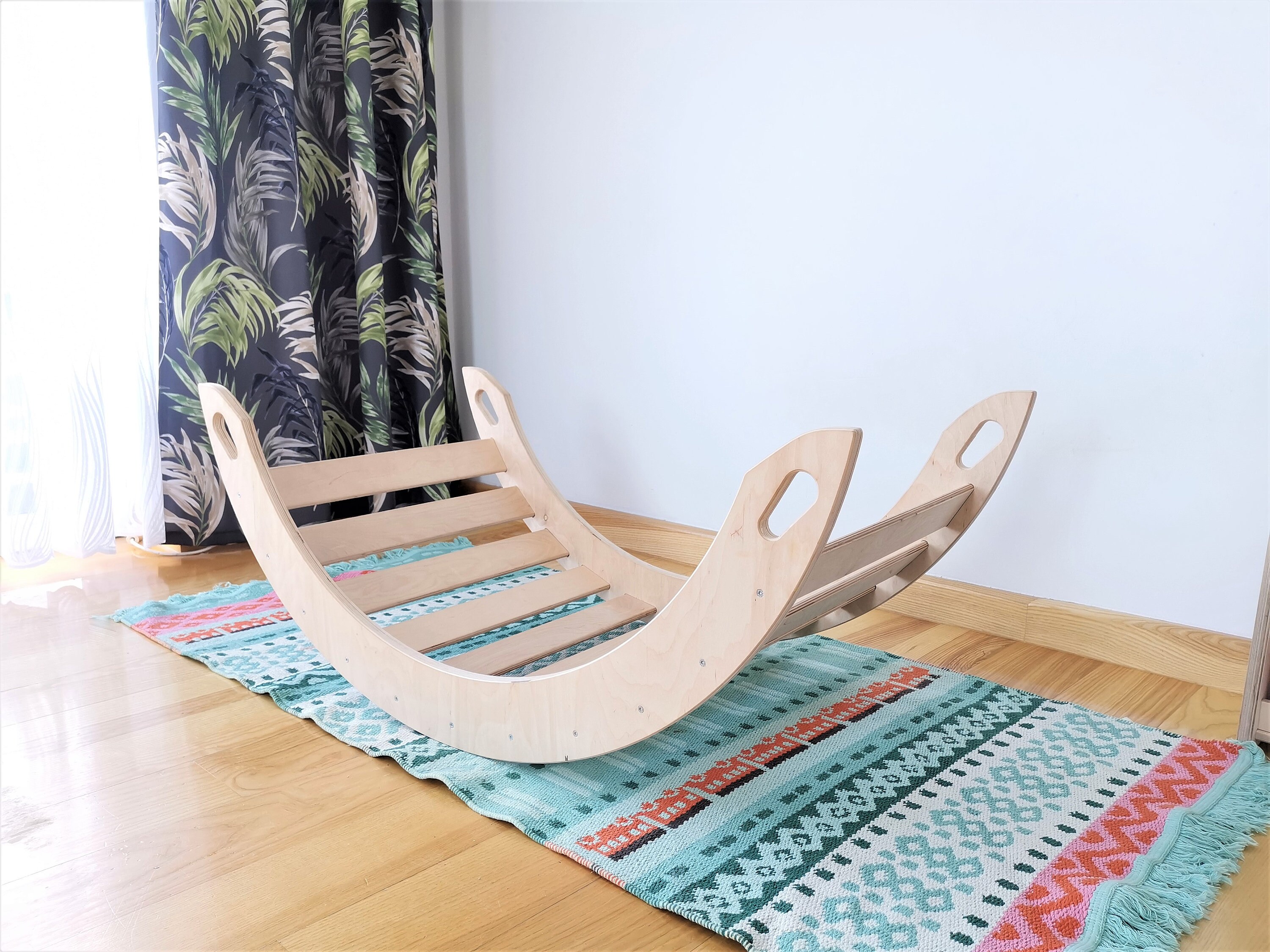 Large Wooden Rocker 110 cm Climbing Arch Montessori Rocking | Etsy