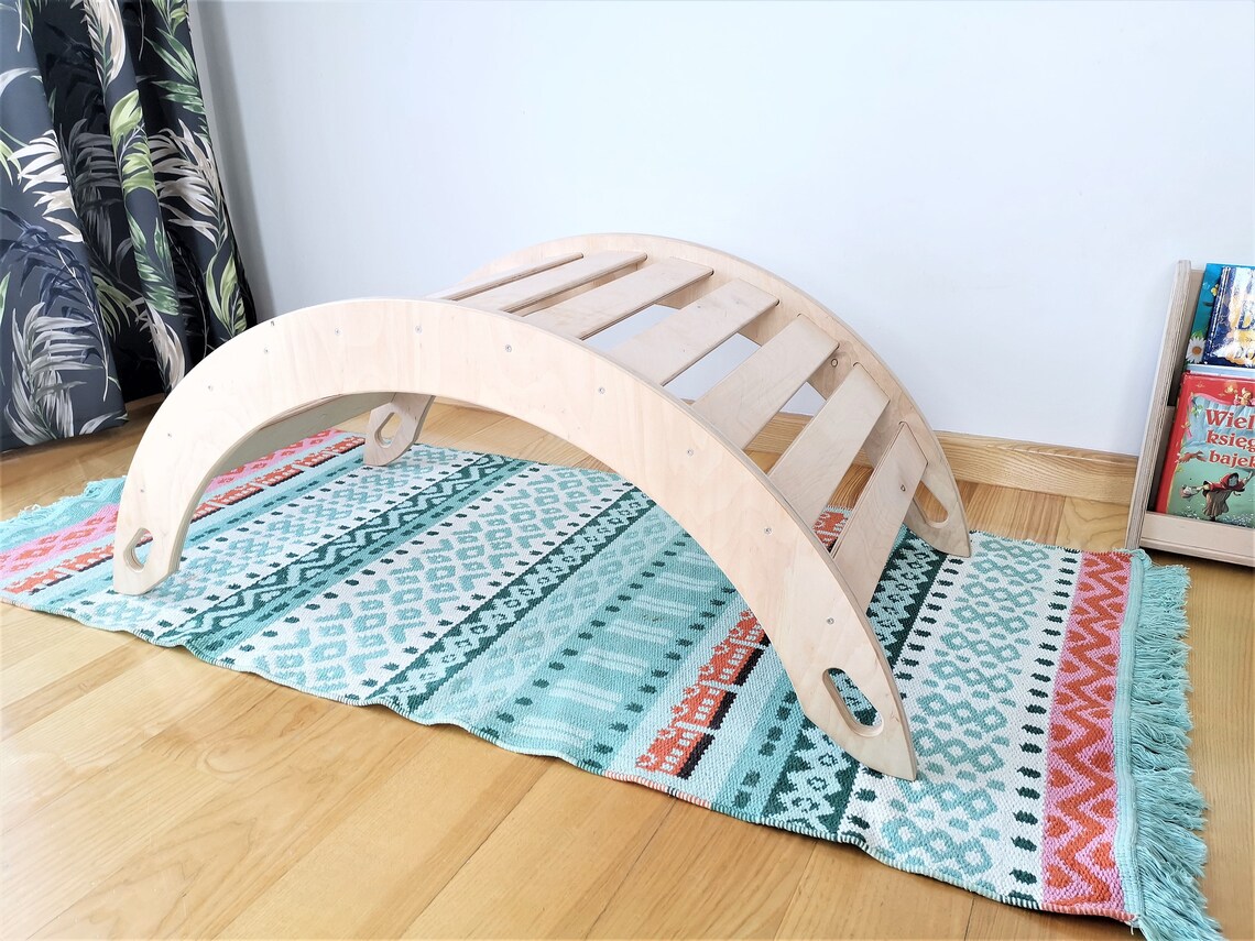 Large Wooden Rocker 110 cm Climbing Arch Montessori Rocking | Etsy