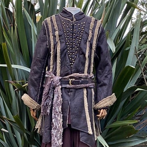 Leather Armor LARP Coat Brown With Metal Studs, Faux Leather Fabric - Etsy