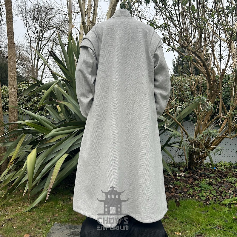 Medieval LARP Wizard Robe, Light Grey Wool Robe, Renaissance Faire ...