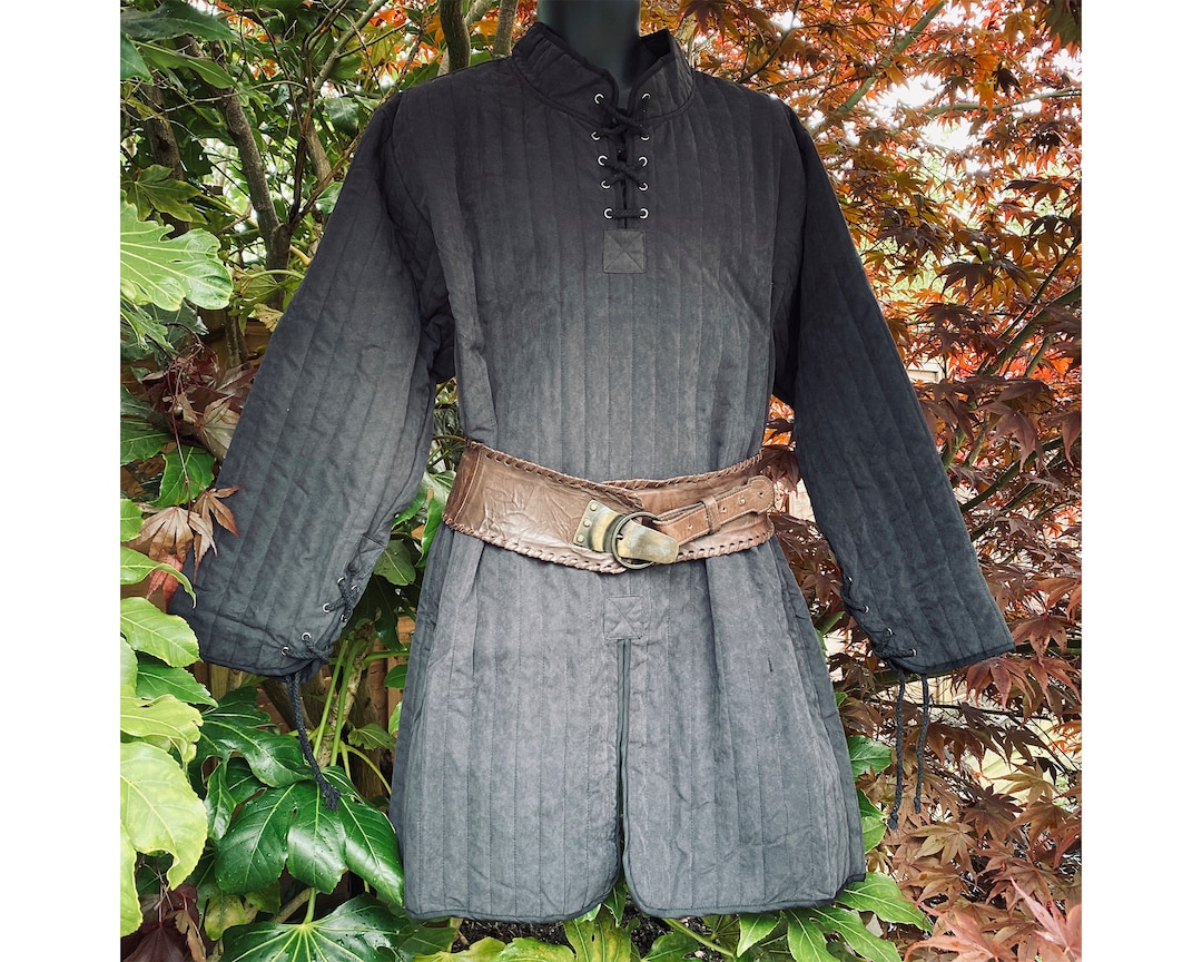 LARP Thin Gambeson - Black Cotton Padded Tunic - Etsy