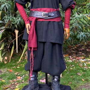 Medieval Wrap Set, 3 Pieces, Arm Wraps, Leg Wraps, Sash, Black & Red ...