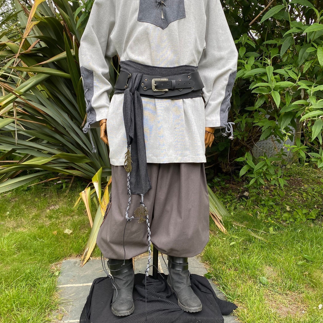 LARP Belt and Sash Set With Accessories Black & Grey Herringbone Black ...