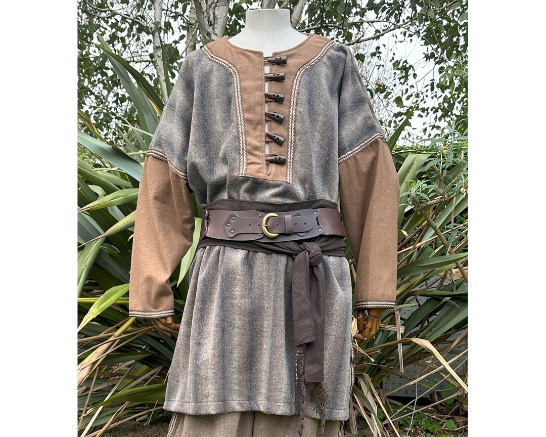 LARP Viking Tunic With Buttons Two Tone Grey & Brown Mohair Wool Mix - Etsy