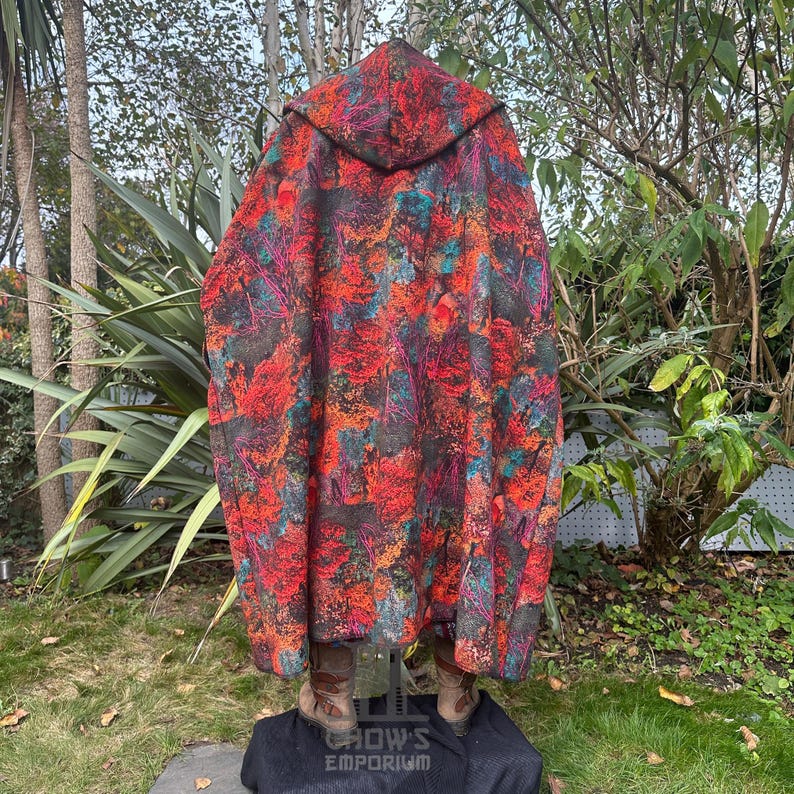 Medieval Druid LARP Cloak, Multi Pattern Faux Fur Lined Cape, Forest ...