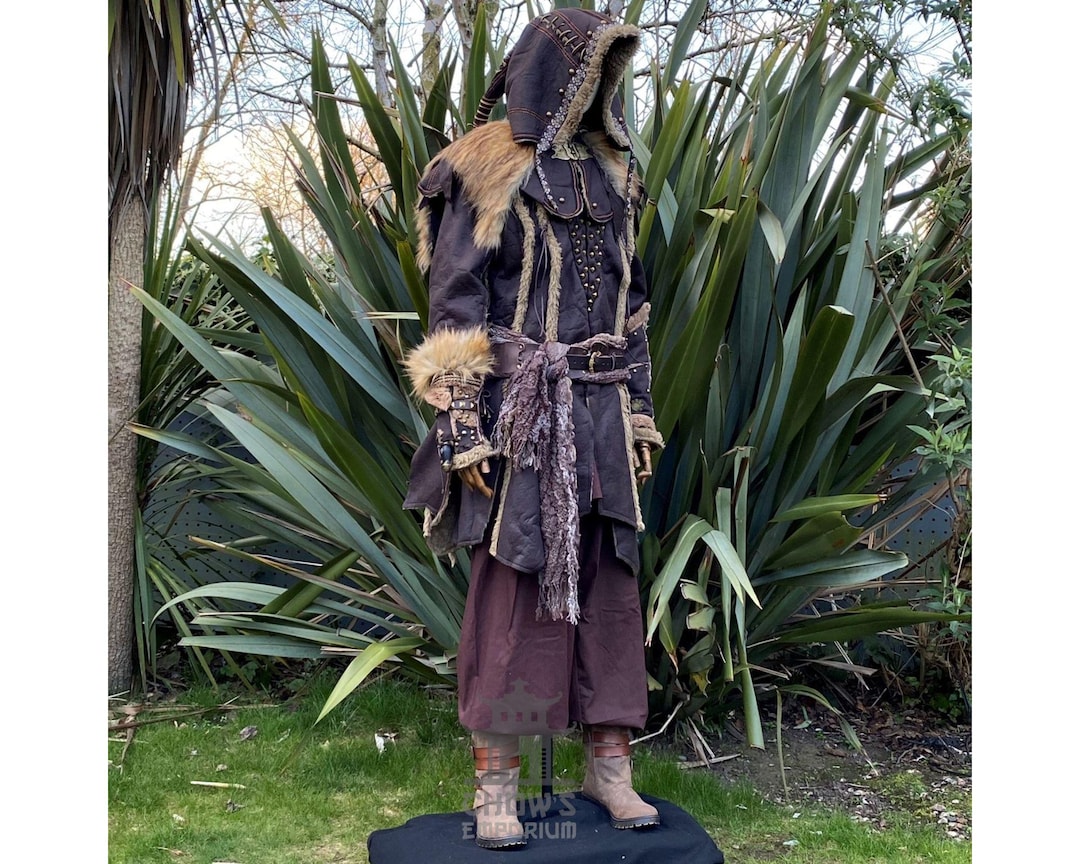 Medieval Ornate Leather Armour Outfit, 6-pcs, Jacket, Hood, Vambraces ...