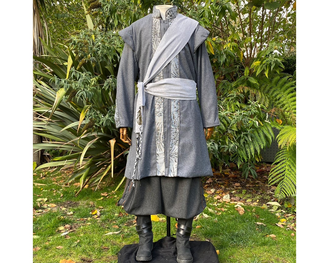 Noble LARP Coat Grey Wool for Cosplay Mage, Elven Lord, Archivist ...