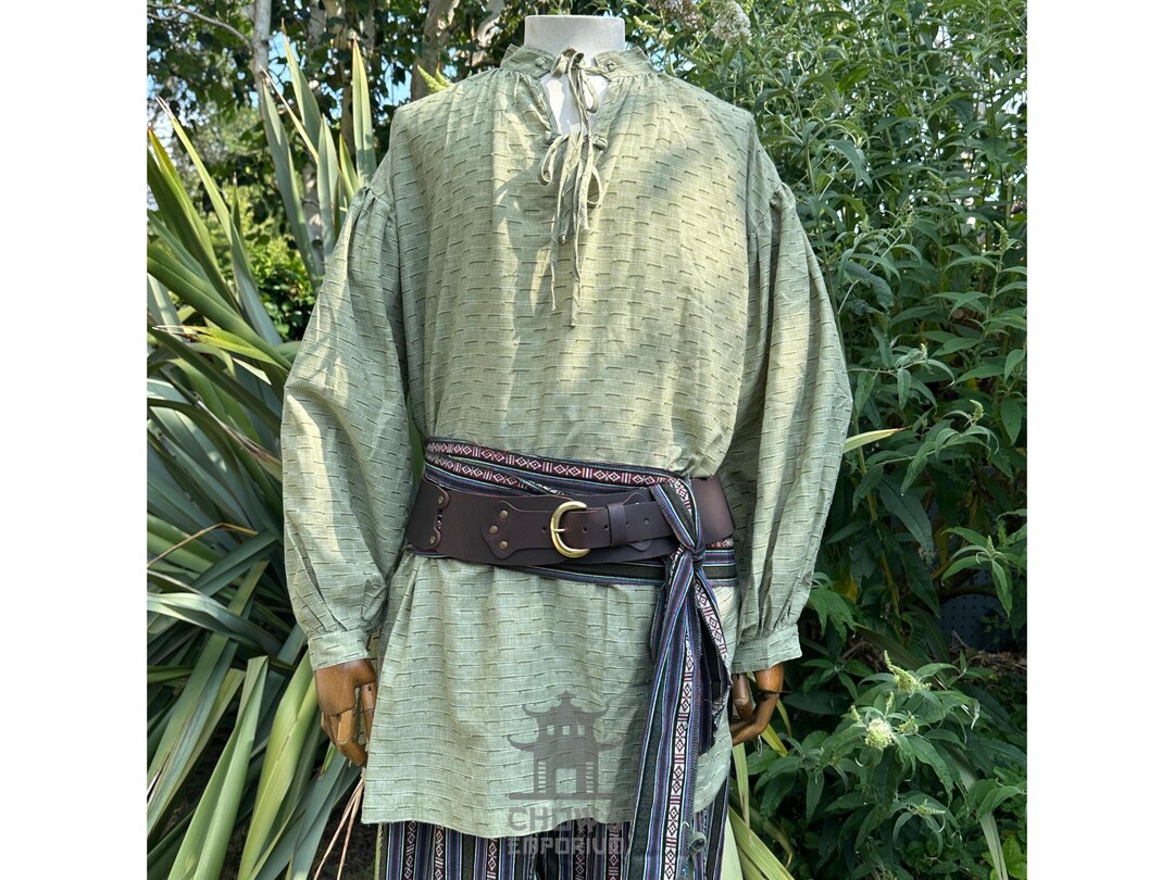 Medieval LARP Shirt, Green, Cotton & Linen, Under Layer, Lightweight ...