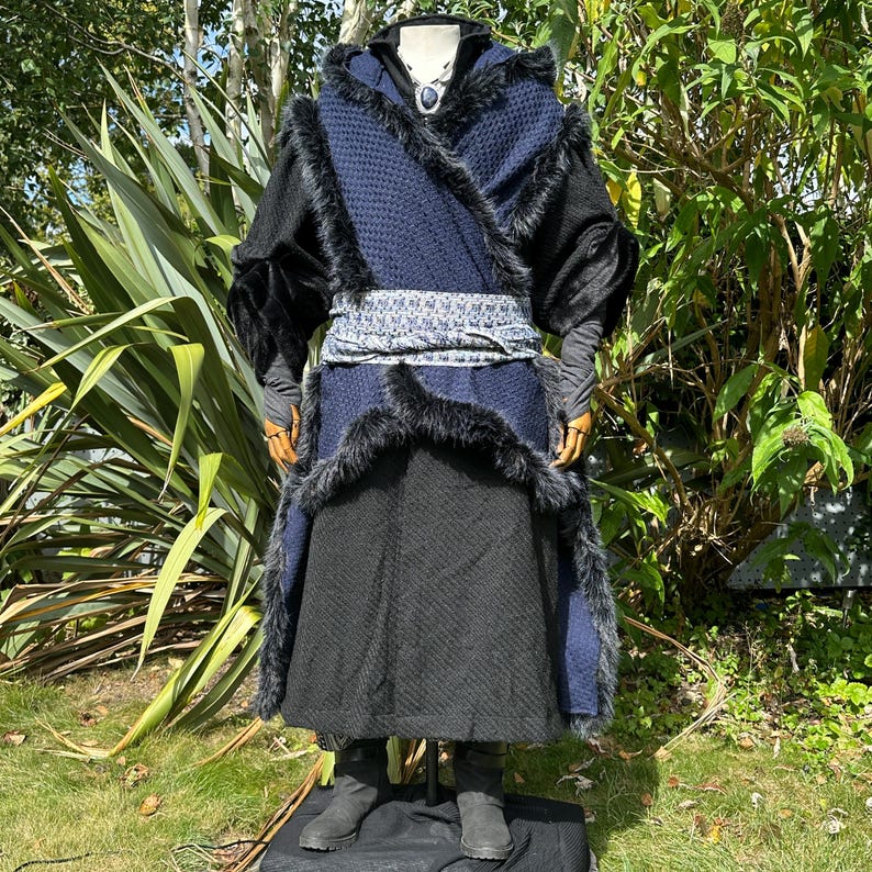 Medieval Night Warlock LARP Outfit, 4+ Pcs, Cape, Robe, Sash, Necklace ...