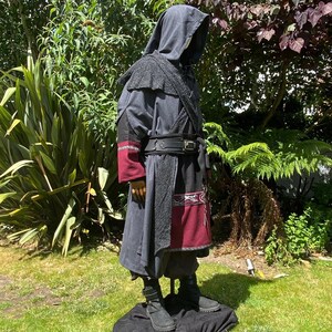 Dark Mage LARP Outfit - 5 Pieces; Four Way Cloak, Tunic, Hood, Viking ...