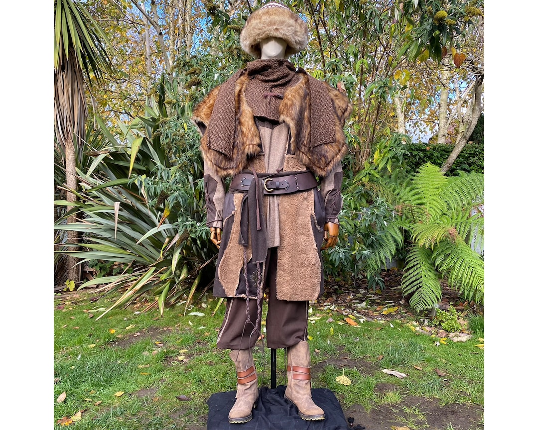 Barbarian Warrior LARP Outfit 8 Pieces Waistcoat, Hood, Mantle, Shirt ...