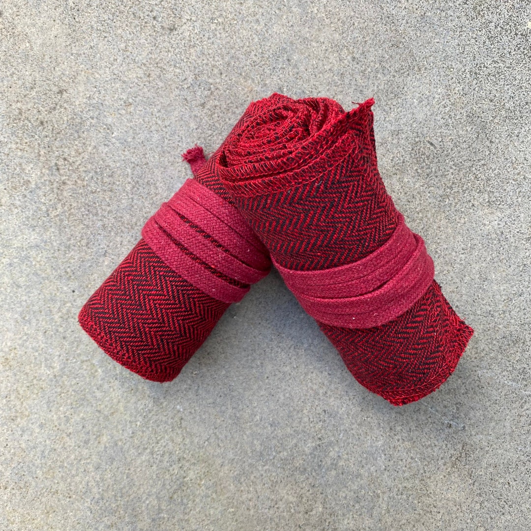 Medieval Leg Wraps - Red Herringbone Wool Mixture Puttees - Etsy