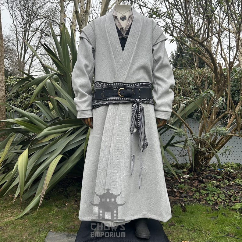Medieval LARP Wizard Robe, Light Grey Wool Robe, Renaissance Faire ...