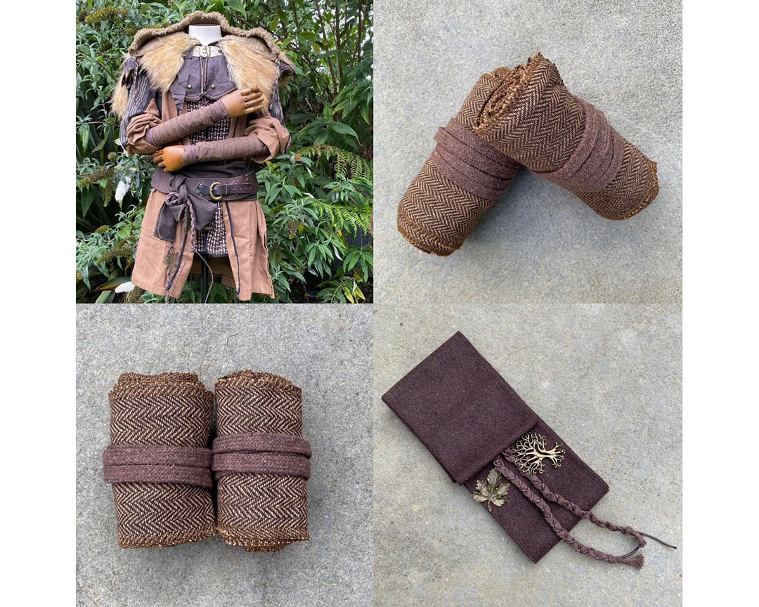 Medieval Wrap Set, 3 Pieces, Arm Wraps, Leg Wraps, Sash, Brown ...