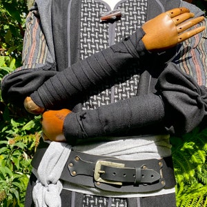 Medieval Arm Wraps - Black Herringbone Wool Mixture | Medieval for ...