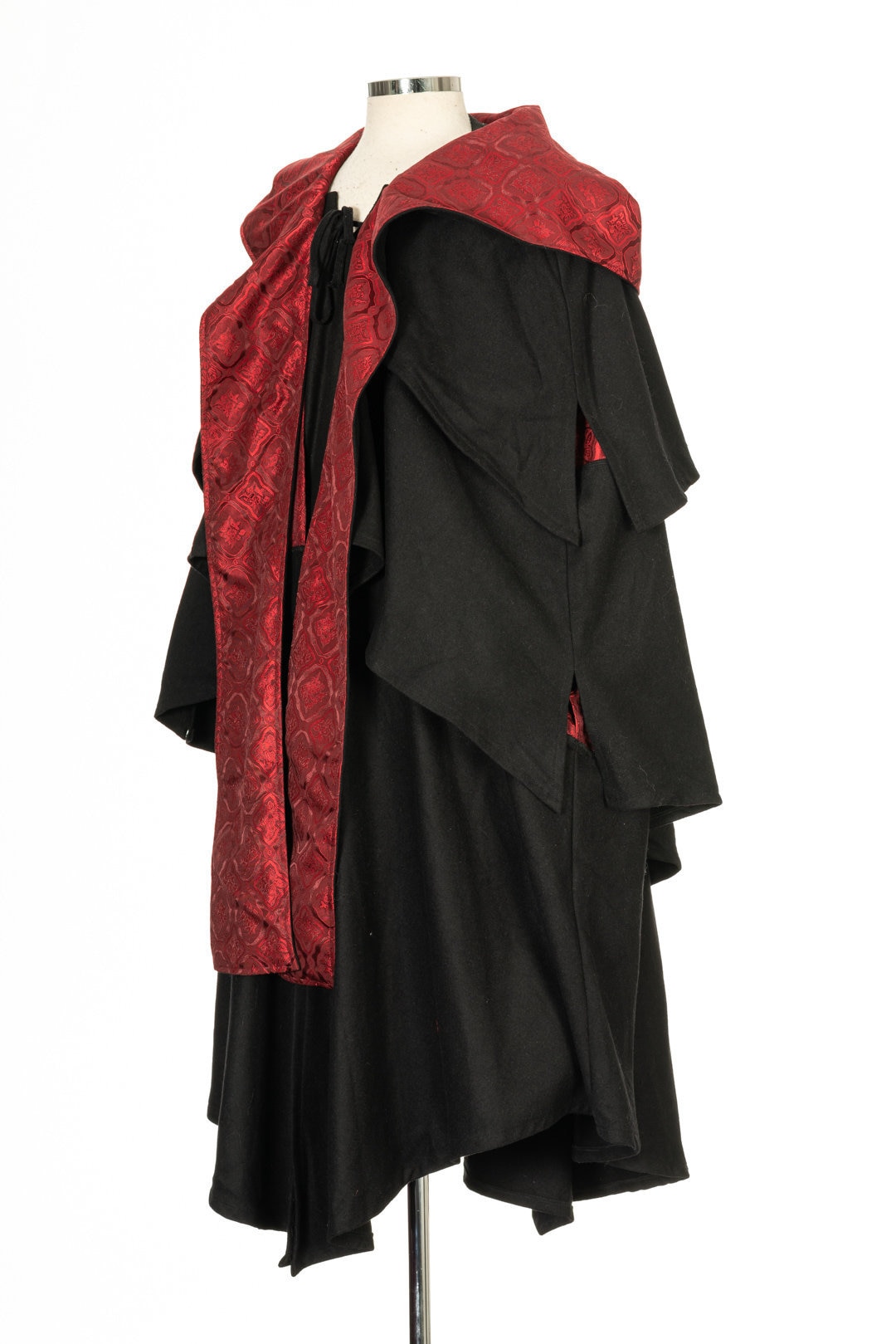 Necromancer Cloak 3 Layered Woollen Cloak in Black With - Etsy UK