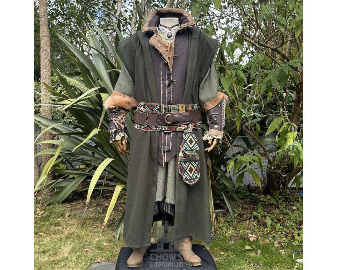 Medieval Ranger LARP Outfit, 4 Pcs- Robe, Waistcoat, Vambraces, Sash ...
